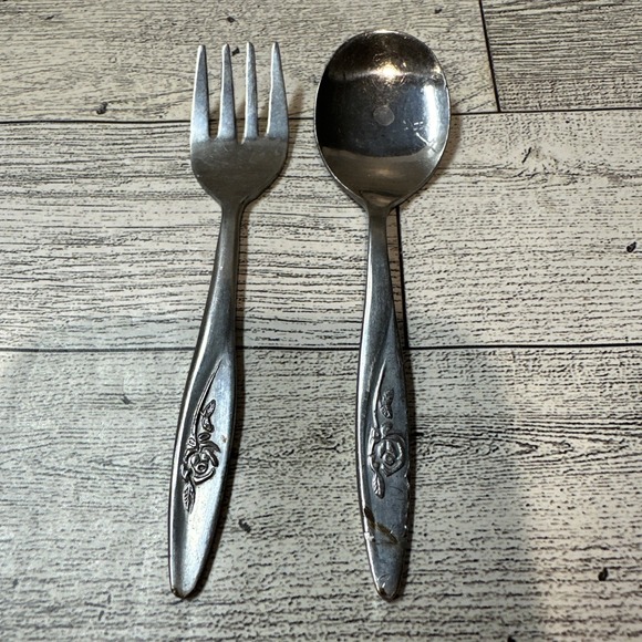 Oneida | Dining | Oneida Rose Baby Fork Spoon The First Years Flatware ...